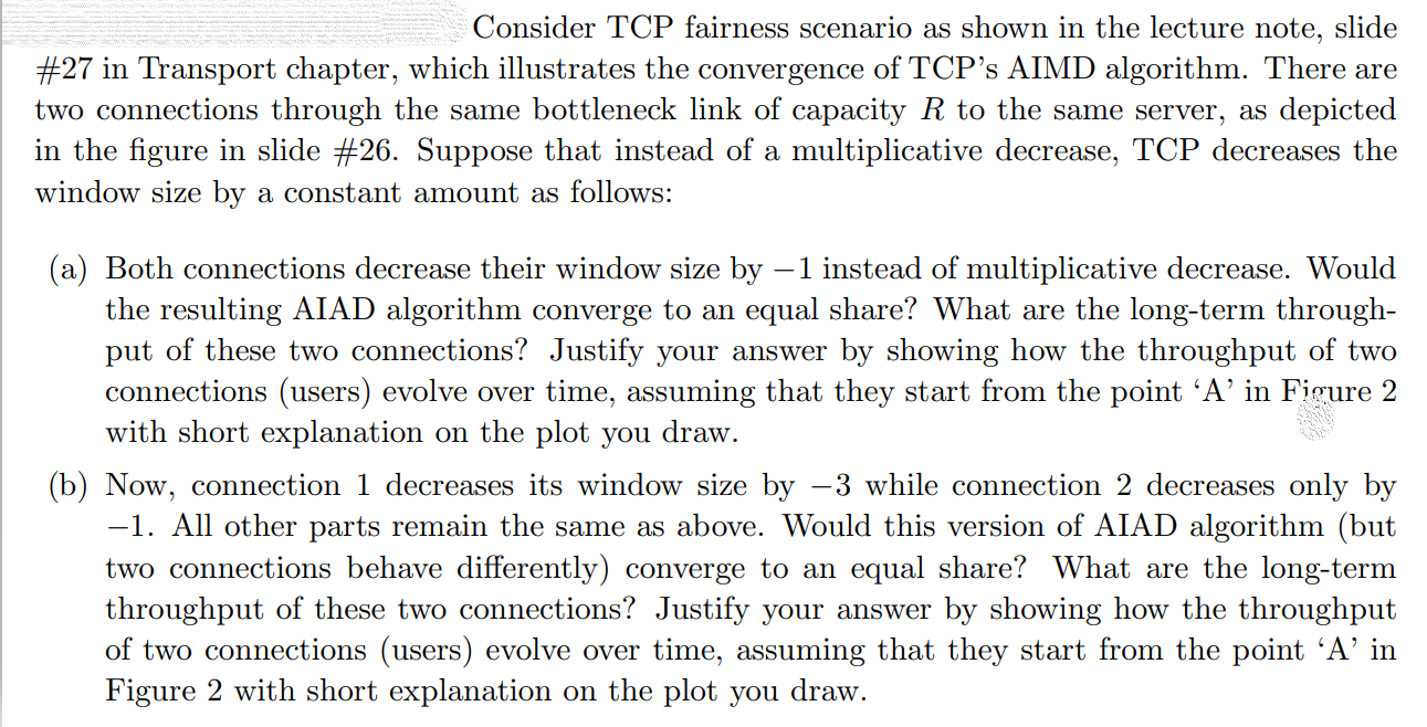 Consider TCP fairness scenario as shown in the | Chegg.com