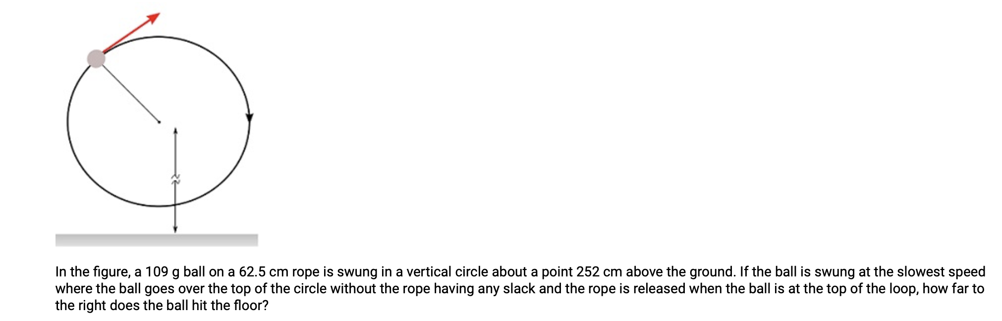 Solved In the figure, a 109 g ball on a 62.5 cm rope is | Chegg.com