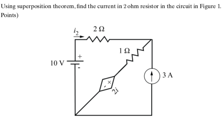 Solved Using superposition theorem, find the current in 2 | Chegg.com