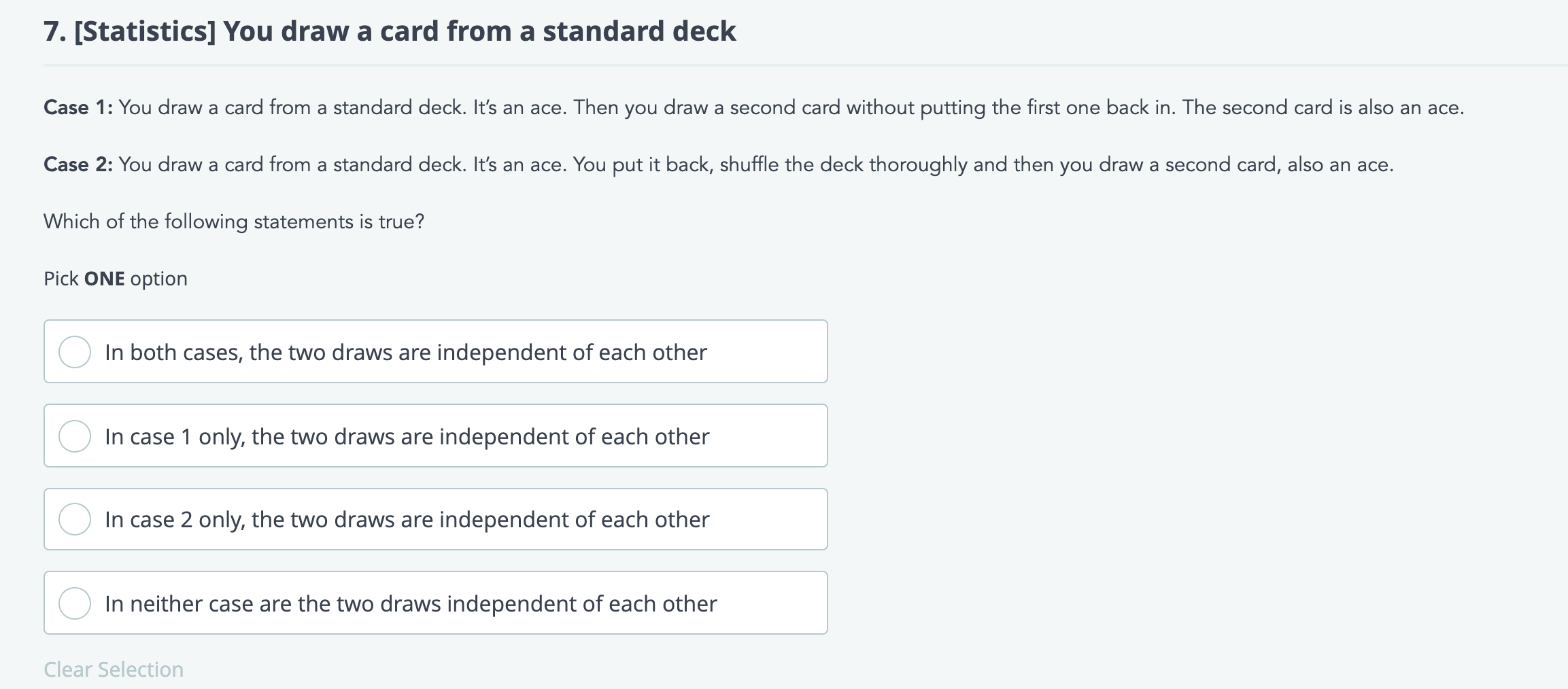 Solved 7. [Statistics] You draw a card from a standard deck | Chegg.com