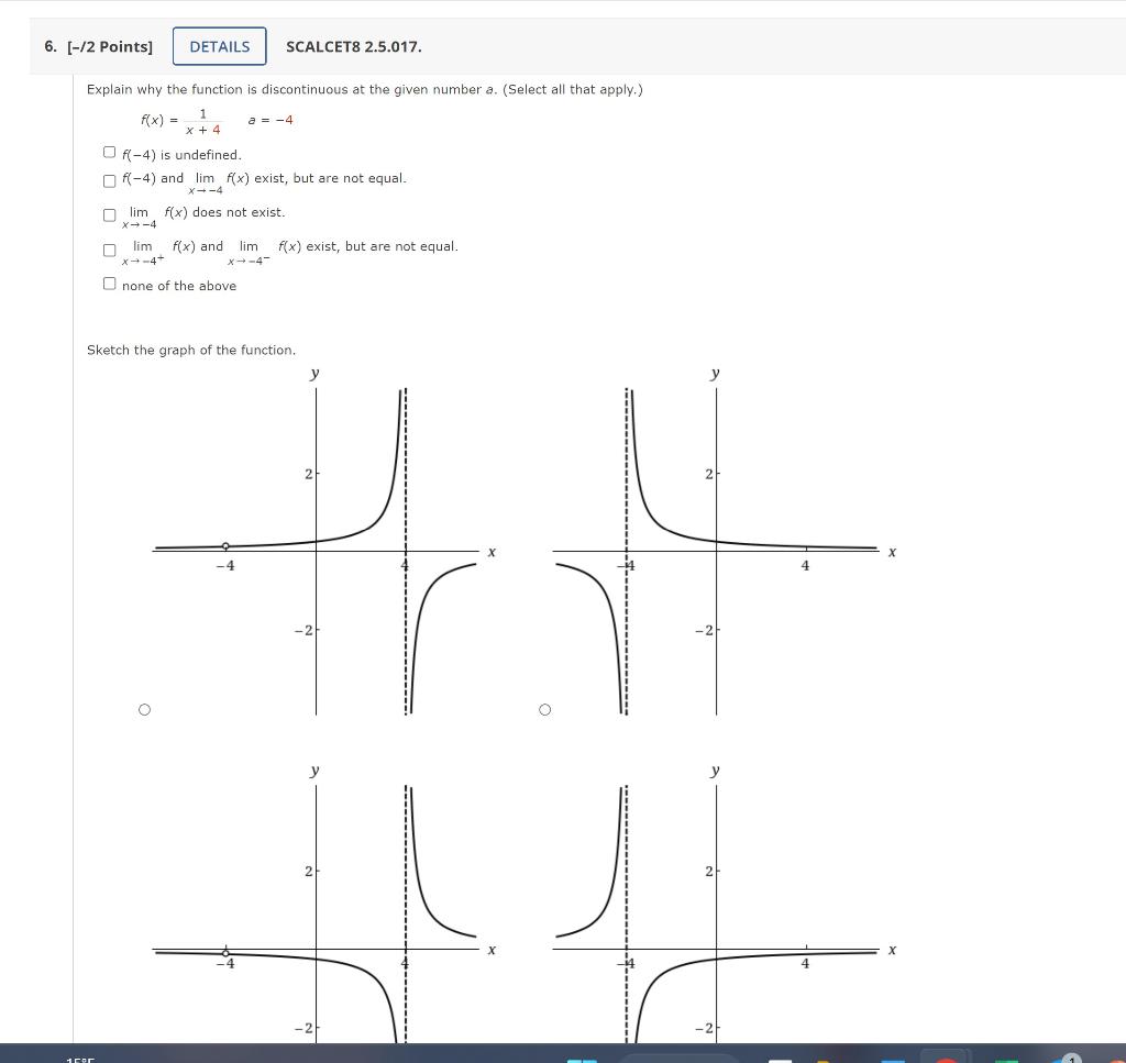 Solved Explain why the function is discontinuous at the | Chegg.com