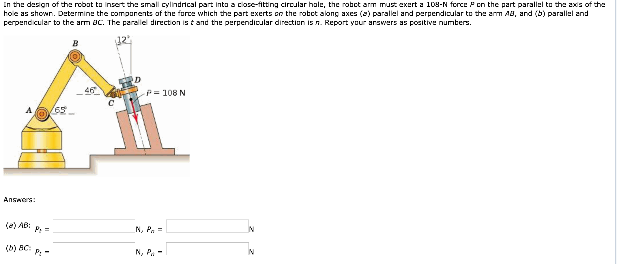 Solved In the design of the robot to insert the small | Chegg.com