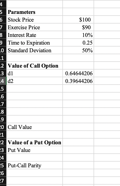 Solved how do i calculate call value from this data? i am | Chegg.com
