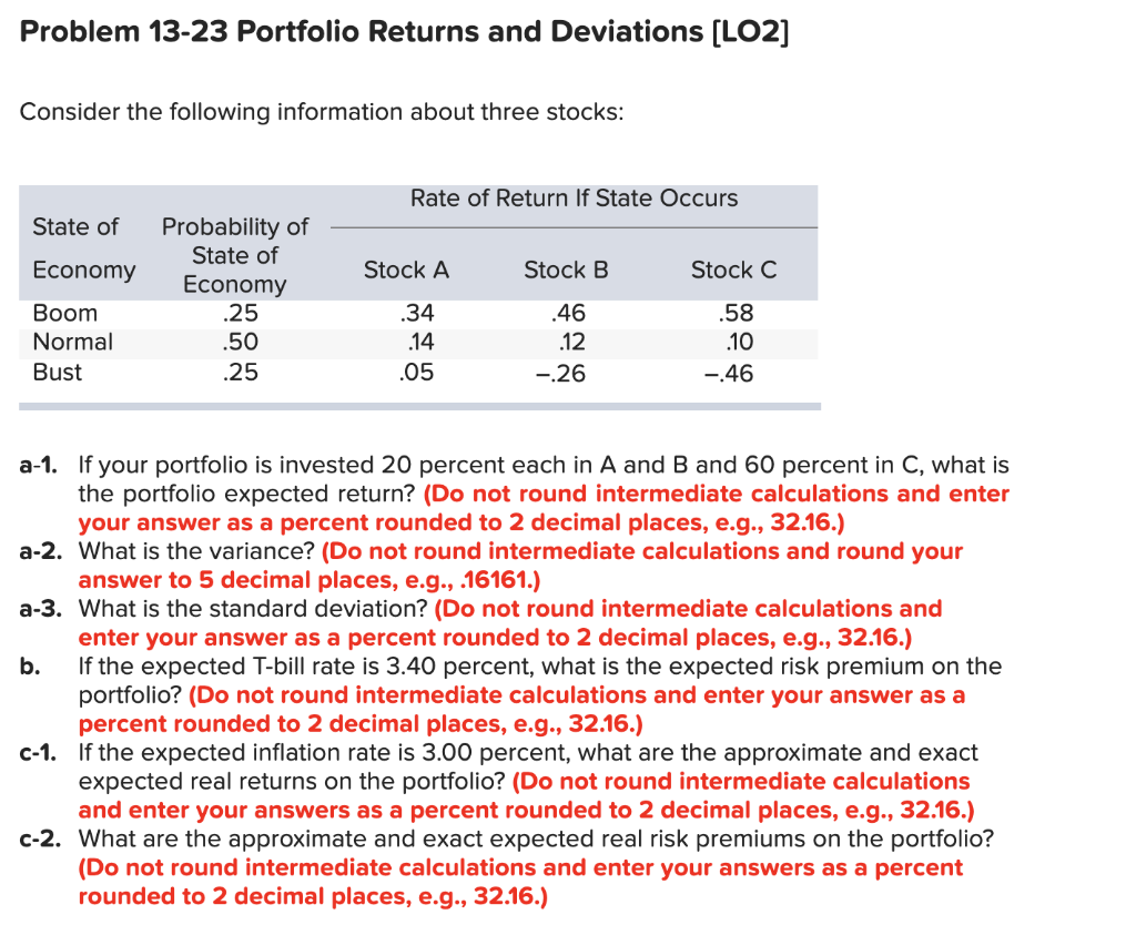 Solved Problem 13-23 Portfolio Returns and Deviations (LO2] | Chegg.com