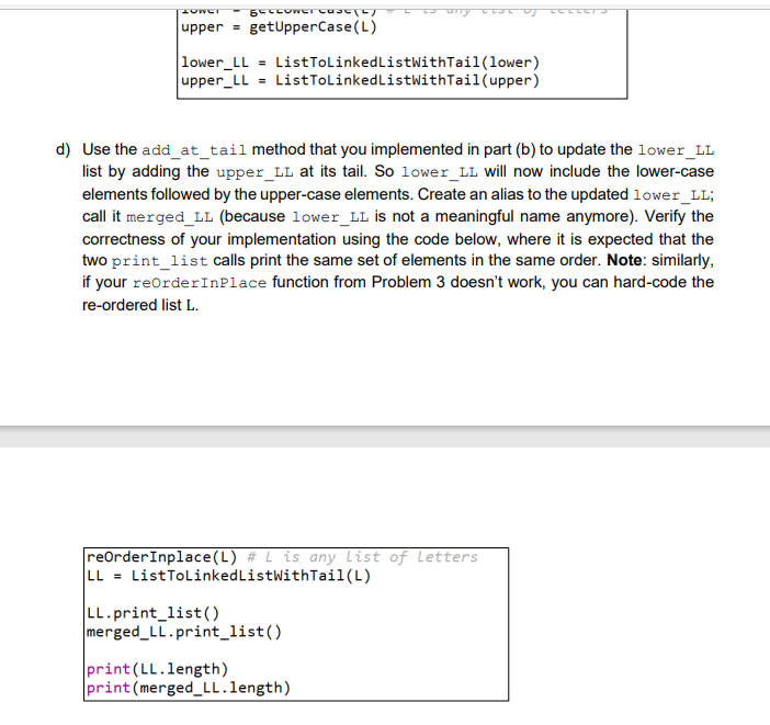 Solved Problem 3 - Reordering List of Letters (25 points) a) | Chegg.com