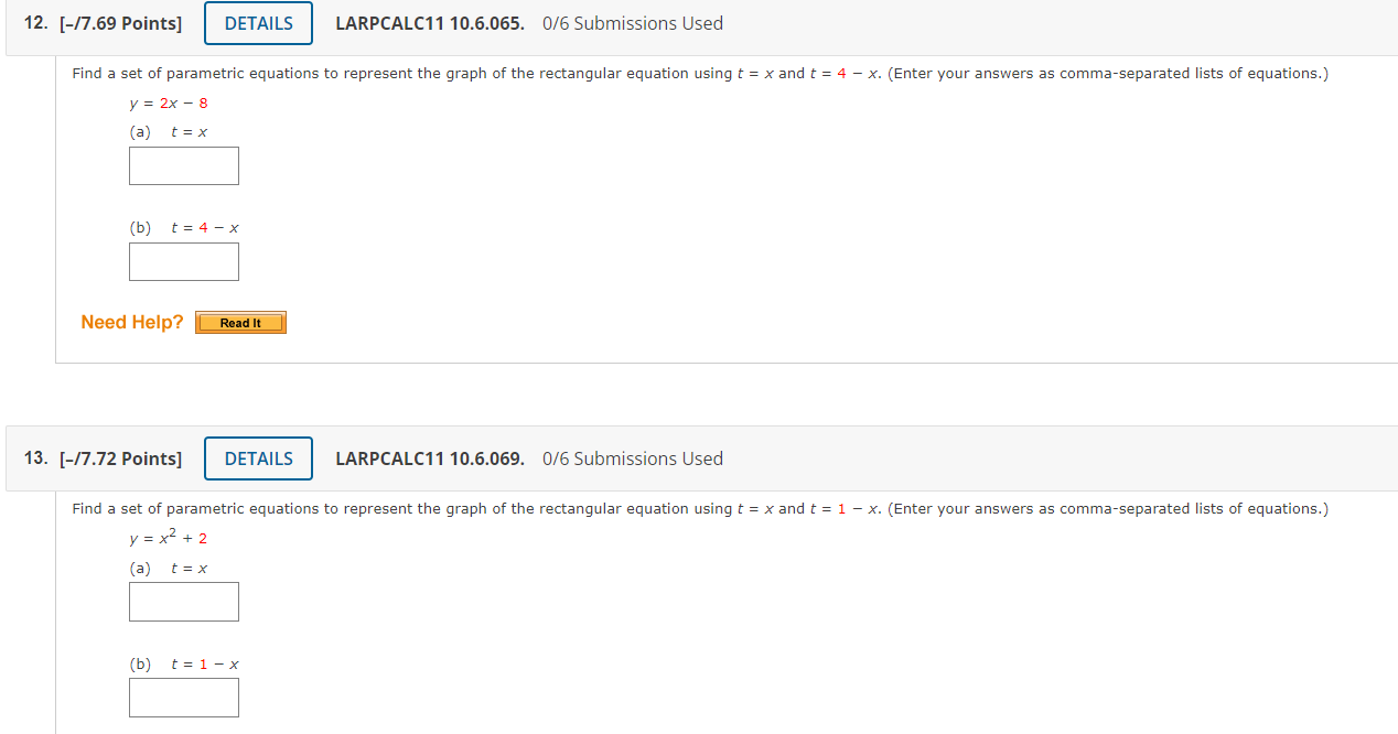 Solved Find a set of parametric equations to represent the | Chegg.com