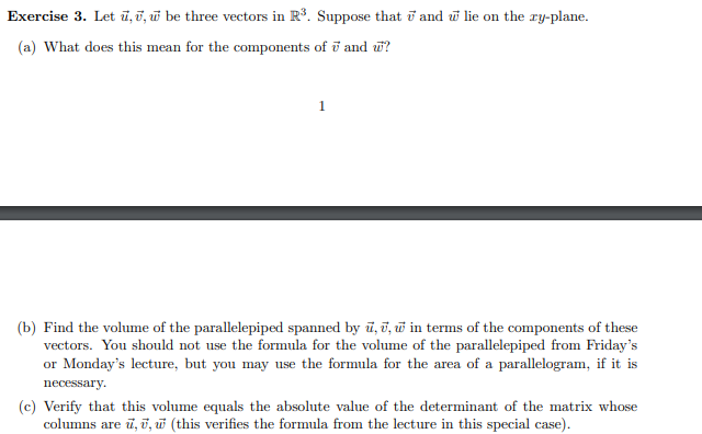 Solved Exercise 3. ﻿Let vec(u),vec(v),vec(w) be ﻿three | Chegg.com