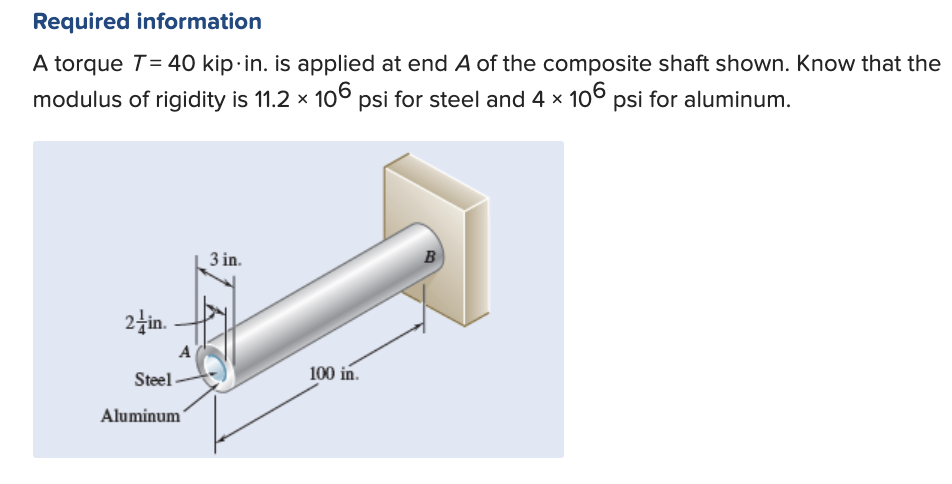 Solved A) Determine the maximum shearing stress in the steel | Chegg.com