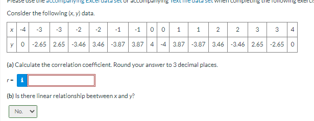 Solved Consider the following (x,y) data. (a) Calculate the | Chegg.com