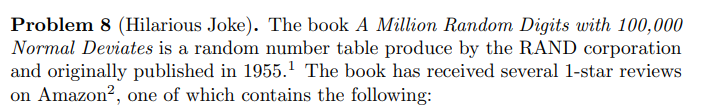 Problem 8 (Hilarious Joke). The book A Million Random | Chegg.com
