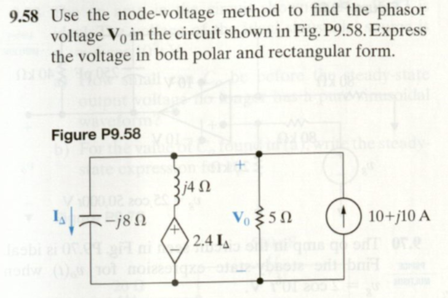 Solved 9.58 Use the node-voltage method to find the phasor | Chegg.com