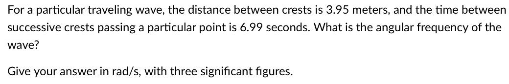 Solved For a particular traveling wave, the distance between | Chegg.com