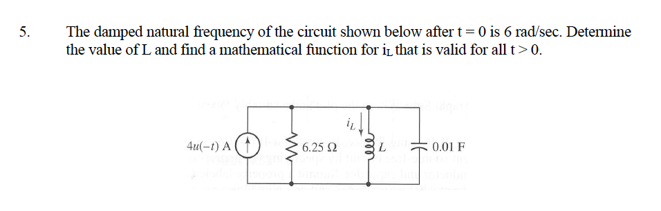 Solved The damped natural frequency of the circuit shown | Chegg.com
