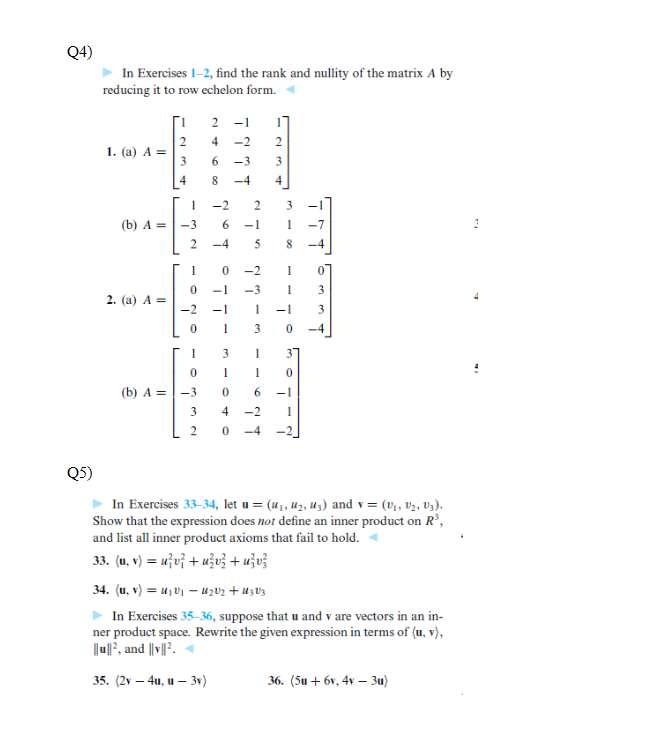 Solved Q4 In Exercises 1-2, find the rank and nullity of the | Chegg.com