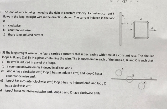 Solved The loop of wire is being moved to the right at | Chegg.com