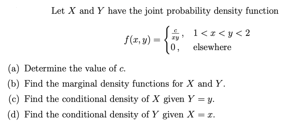 Solved Let x ﻿and Y ﻿have the joint probability density | Chegg.com