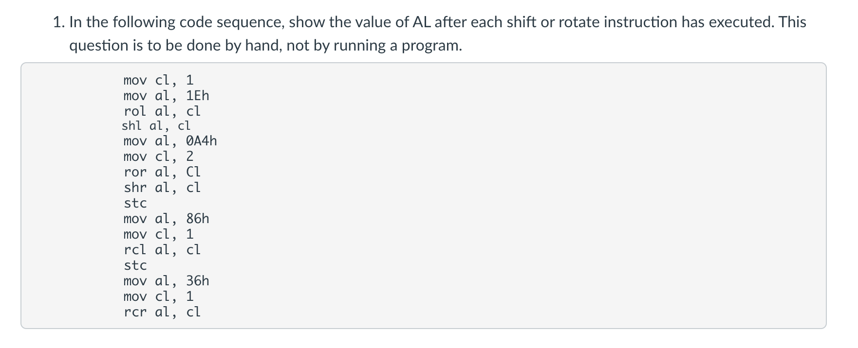 Solved This question should be interpreted knowing that x86 | Chegg.com