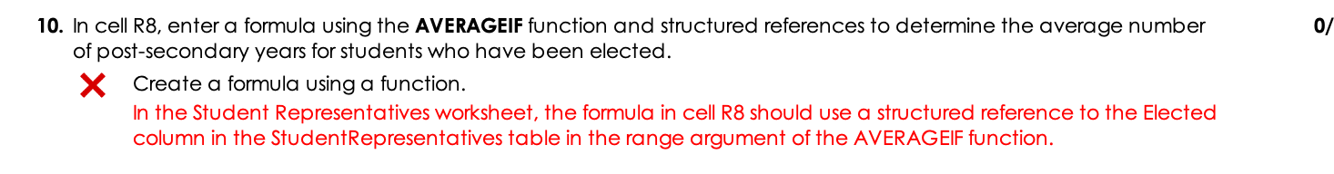 10. In cell R8, enter a formula using the AVERAGEIF | Chegg.com