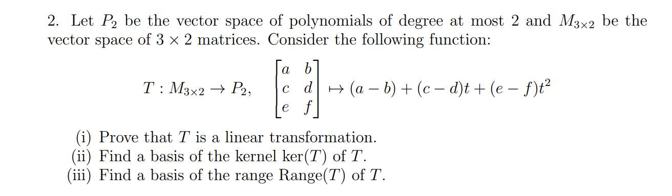 Solved с 2. Let P2 be the vector space of polynomials of | Chegg.com