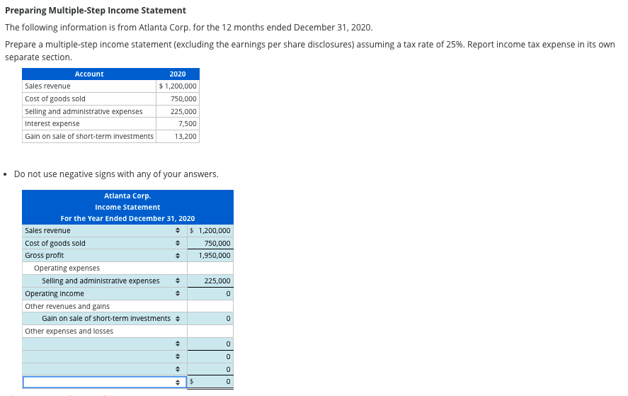 Solved Preparing Multiple-Step Income Statement The | Chegg.com