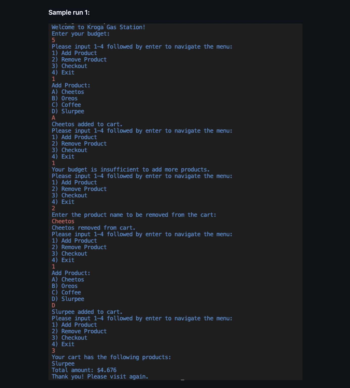Solved Question 4 (10 points): Kroga Gas StationYou are not | Chegg.com