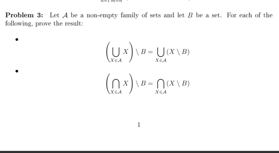 Solved nel man Problem 3: Let A be a non-empty family of | Chegg.com