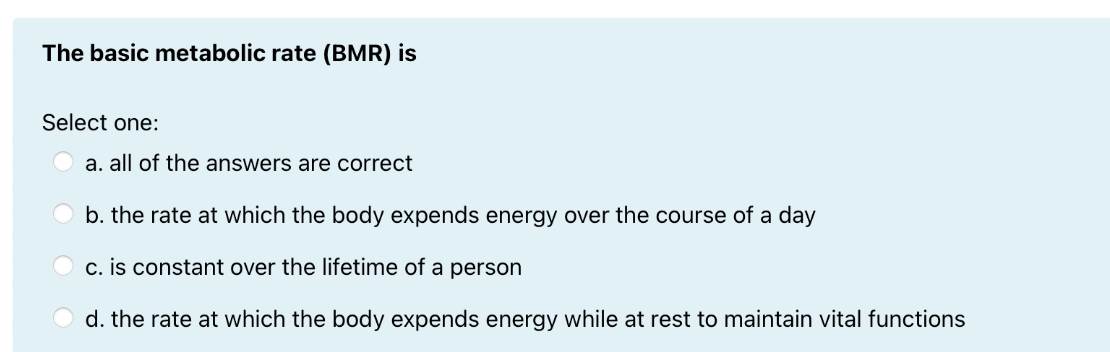 Solved Body heat is produced Select one: a. only when | Chegg.com