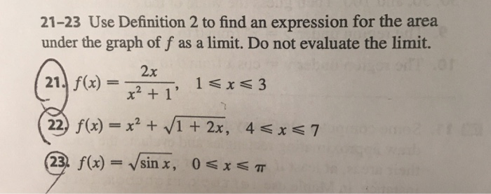 Solved 21-23 Use Definition 2 to find an expression for the | Chegg.com Solved 21-23 Use Definition 2 to find an expression for the | Chegg.com