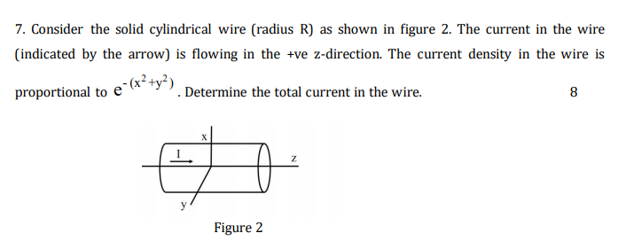 Solved 7. Consider the solid cylindrical wire (radius R) as | Chegg.com