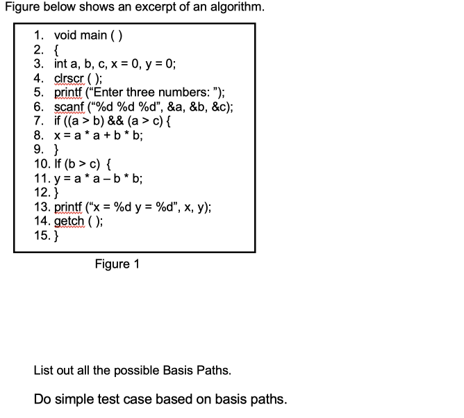 Solved Figure below shows an excerpt of an algorithm. 1. | Chegg.com