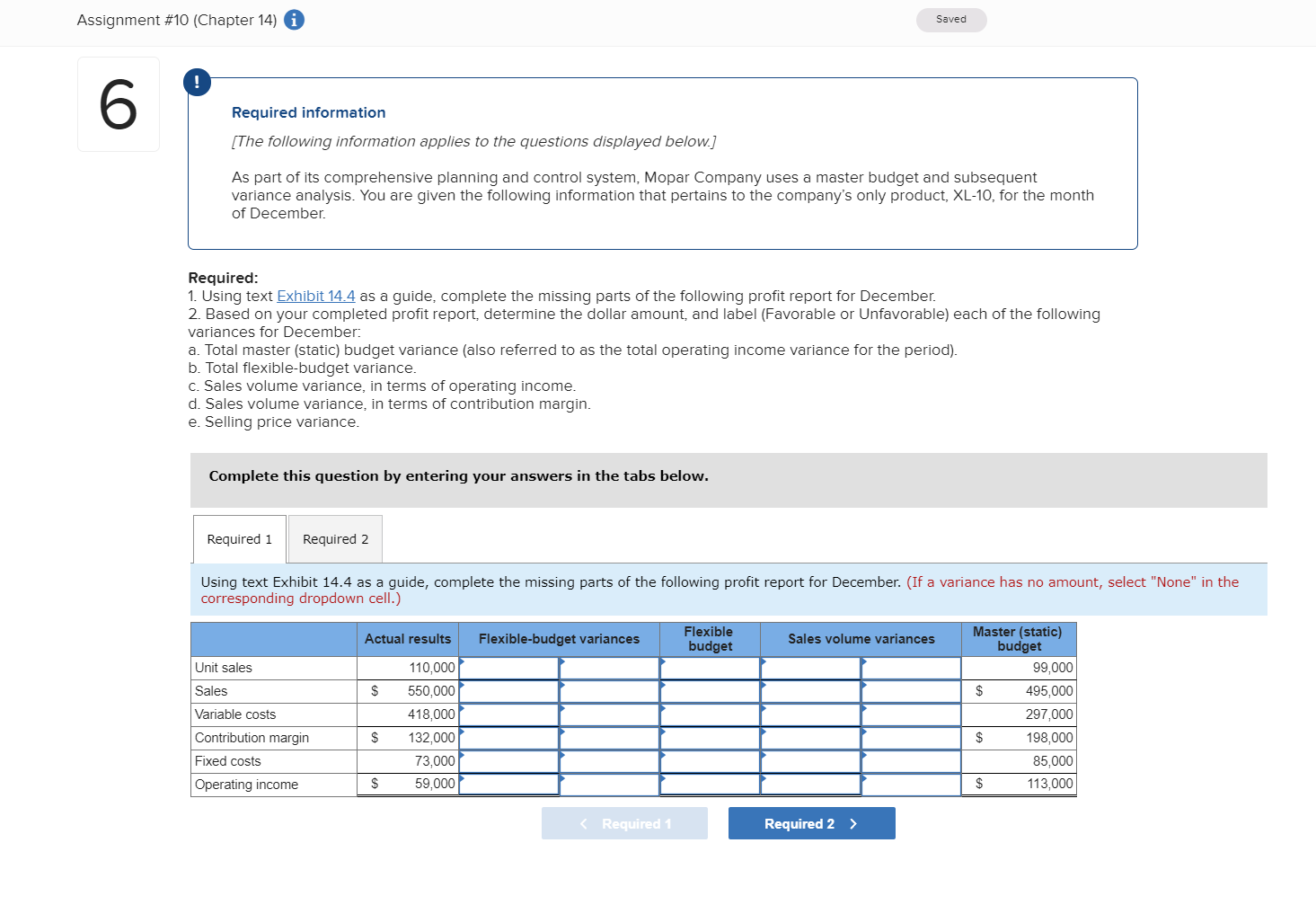 Solved Assignment #10 (Chapter 14) Saved Required | Chegg.com