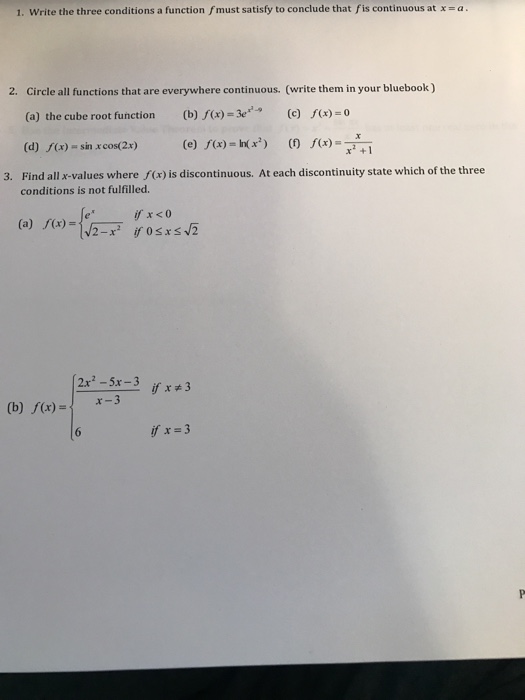 Solved Write the three conditions a function f must satisfy | Chegg.com