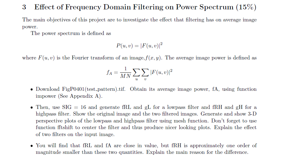 Effect of Frequency Domain Filtering on Power | Chegg.com