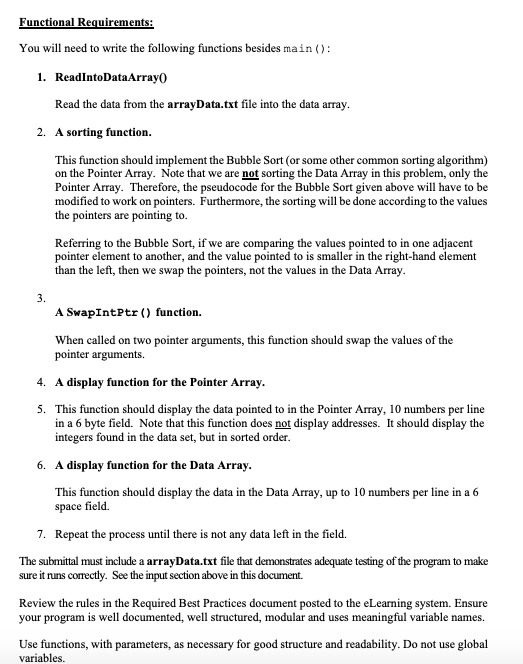 Solved Sometimes we're given an array of data that we need | Chegg.com