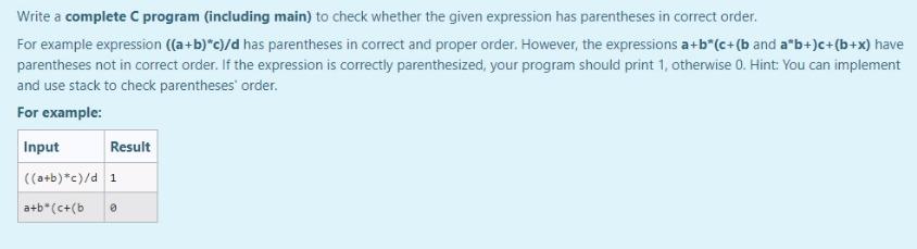 Solved Write a complete C program (including main) to check | Chegg.com
