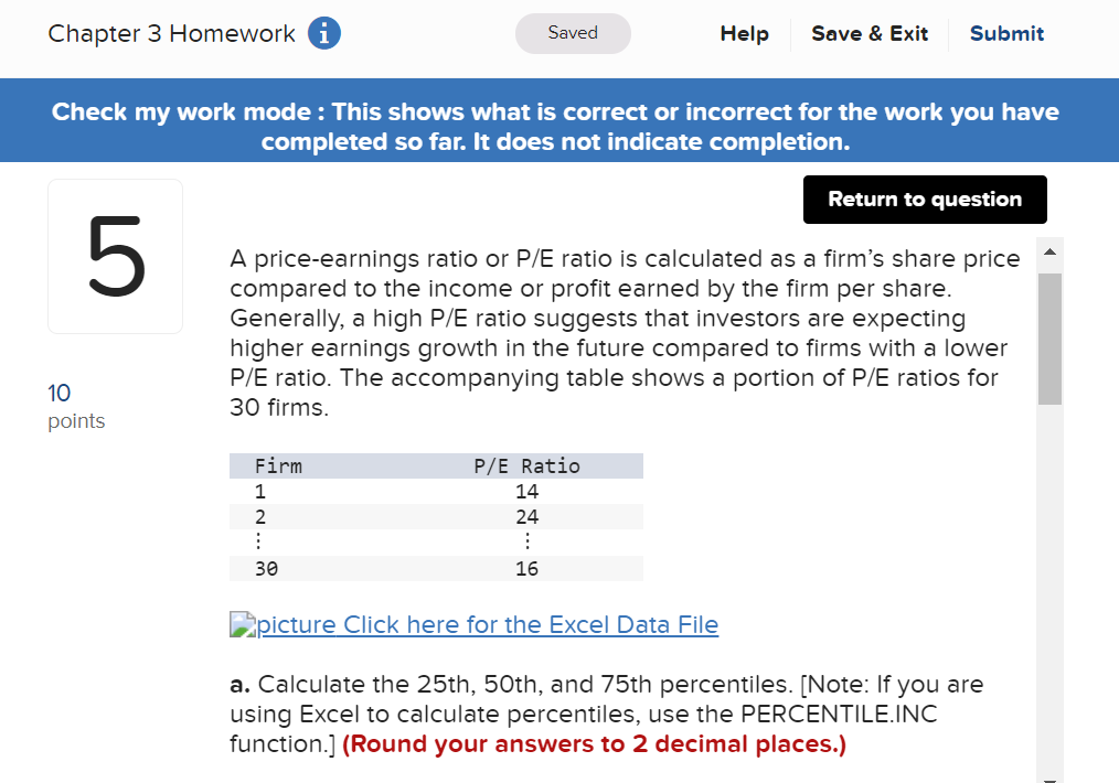 Check my work mode : This shows what is correct or | Chegg.com