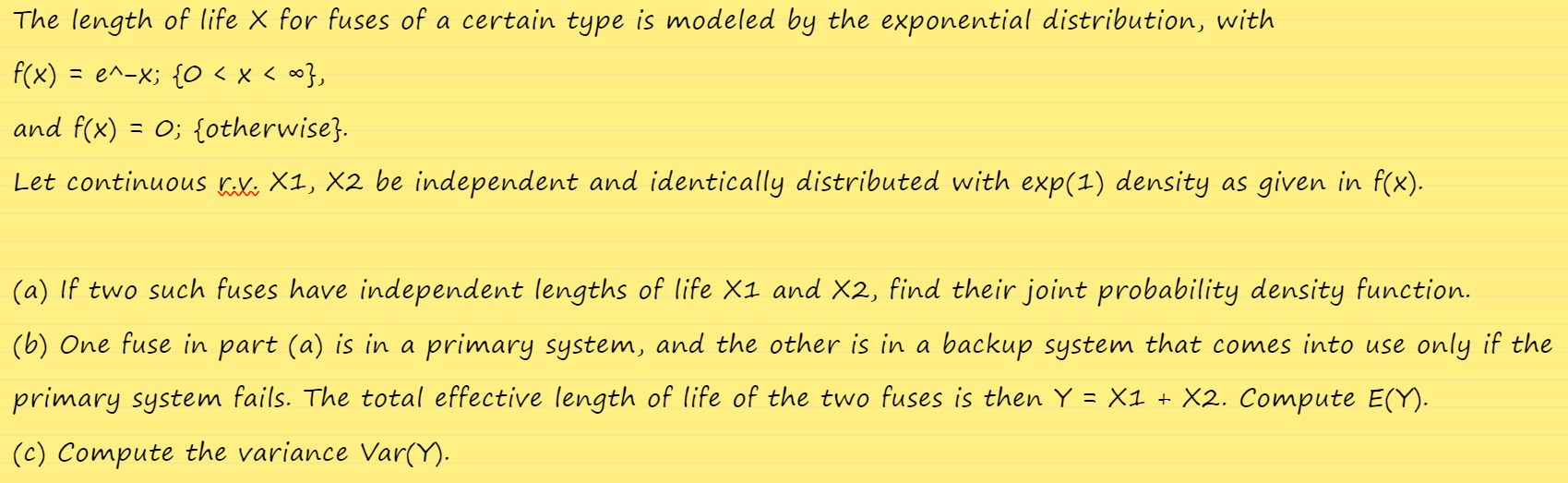 Solved If two such fuses have independent lengths of life X1 | Chegg.com