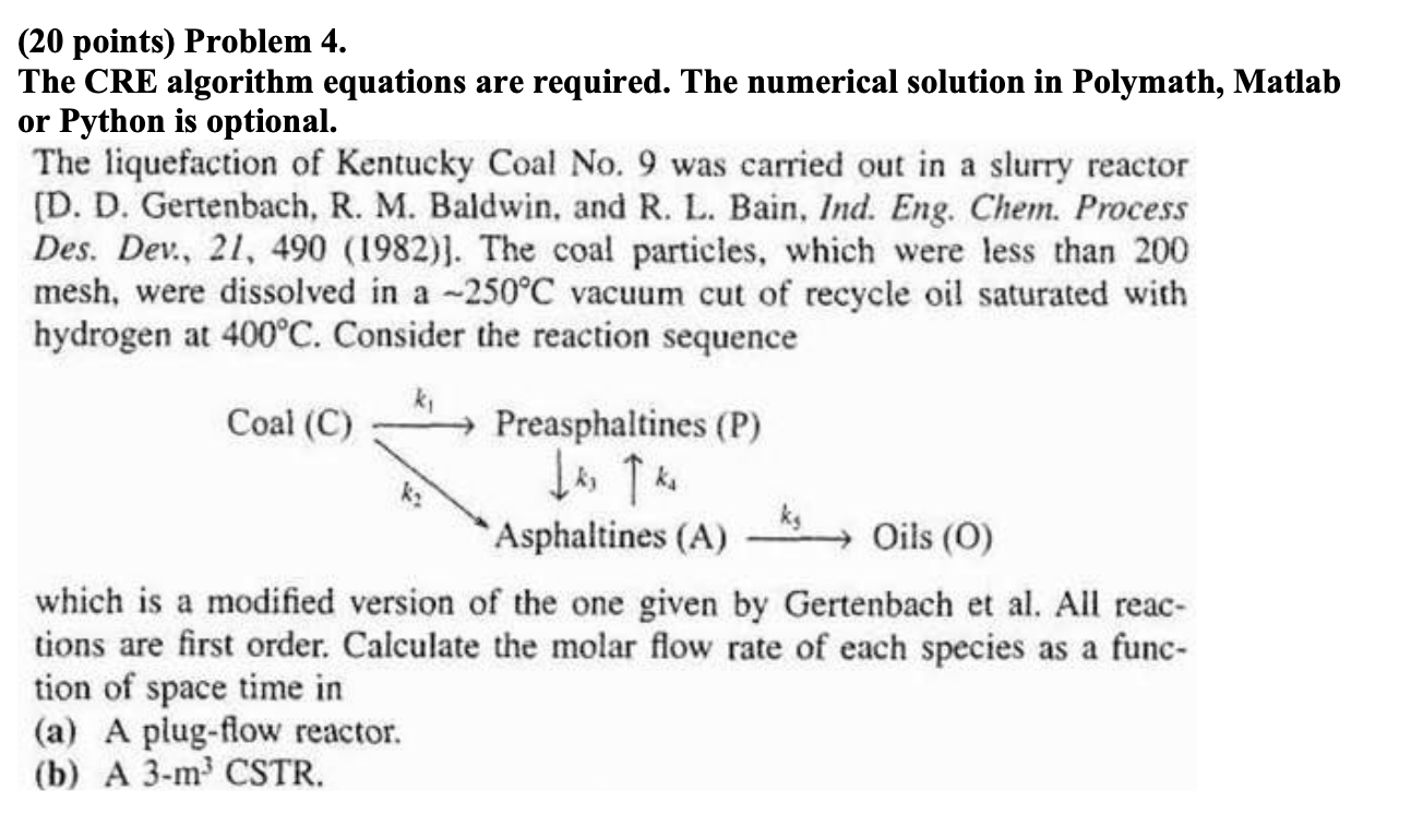 Solved (20 points) Problem 4. The CRE algorithm equations | Chegg.com