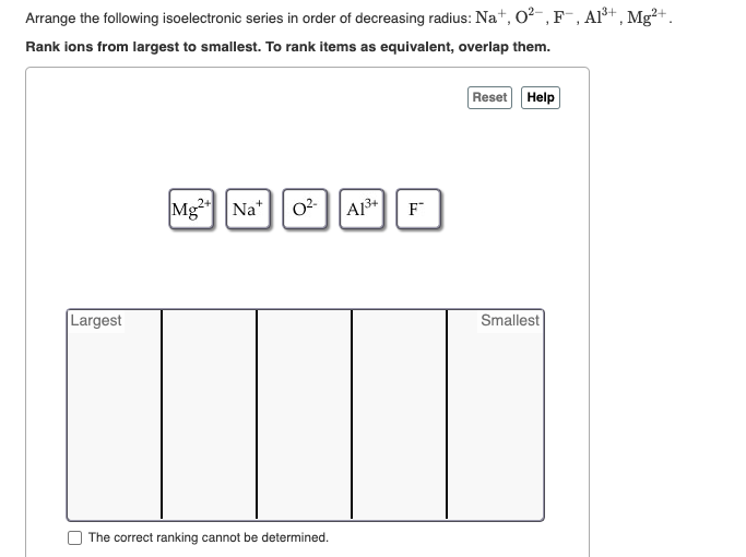Solved Arrange the following isoelectronic series in order | Chegg.com