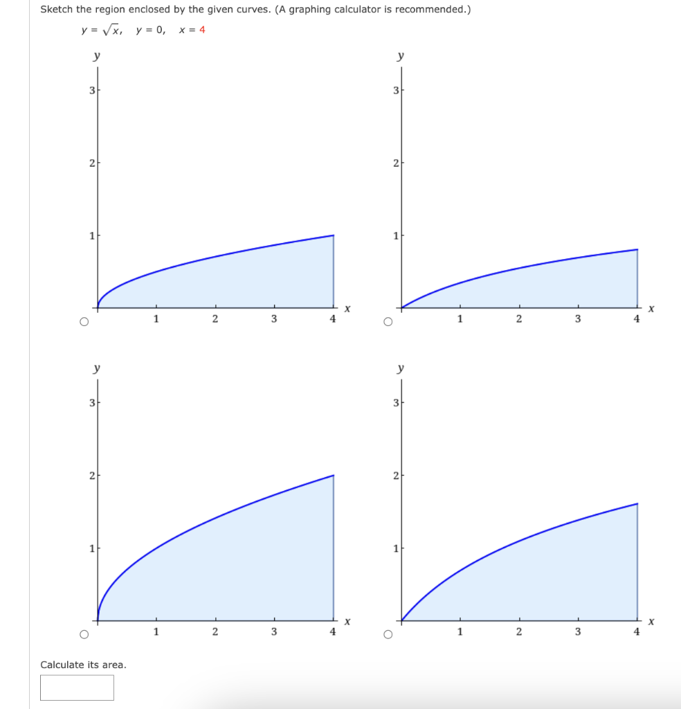 Solved Sketch the region enclosed by the given curves. (A | Chegg.com