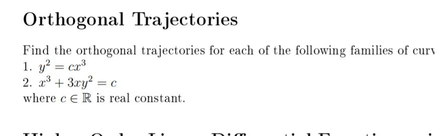 Solved Orthogonal Trajectories Find the orthogonal | Chegg.com