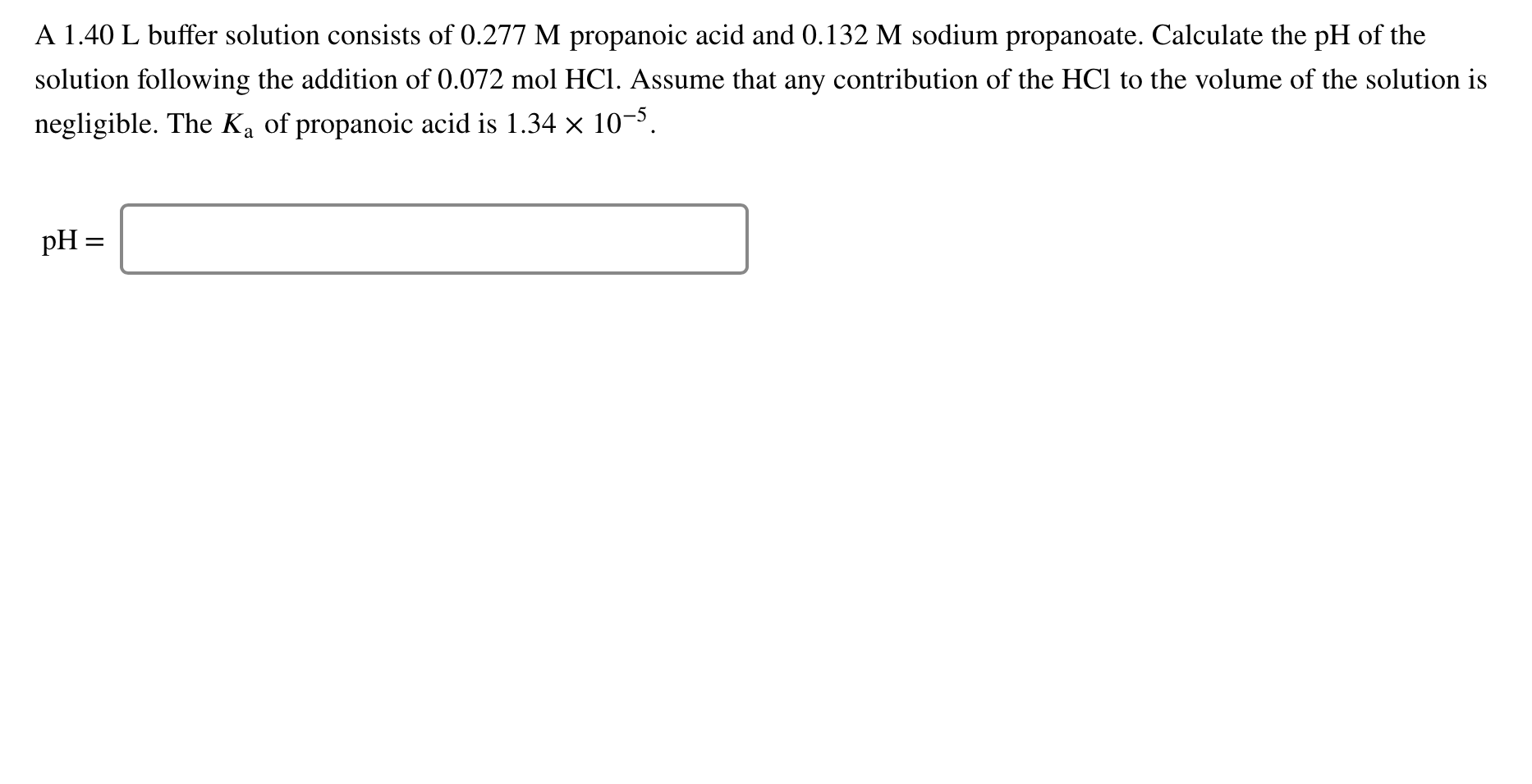 Solved A 1.40 L buffer solution consists of 0.277 M | Chegg.com