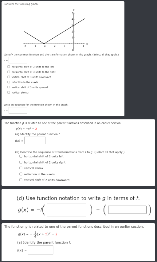 Solved Consider the following graph. -5 -2 Identify the | Chegg.com