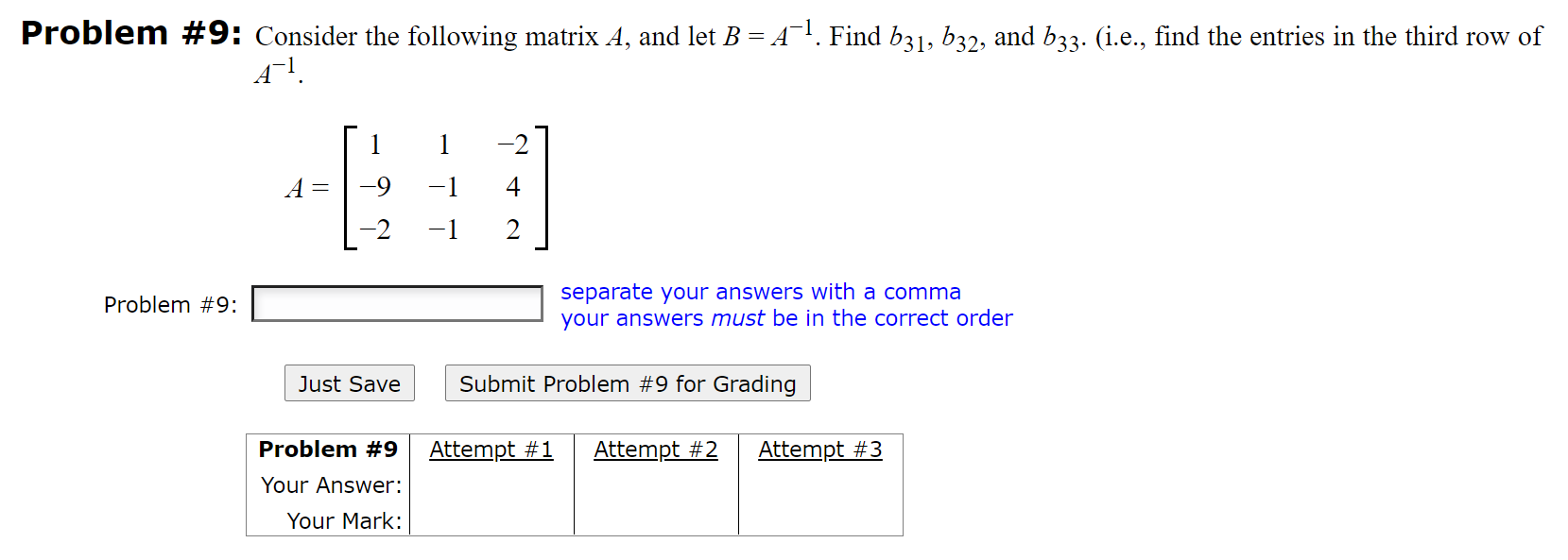 Solved Problem #9: Consider the following matrix A, and let | Chegg.com