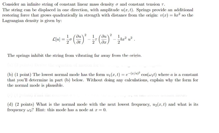 Solved Consider an infinite string of constant linear mass | Chegg.com