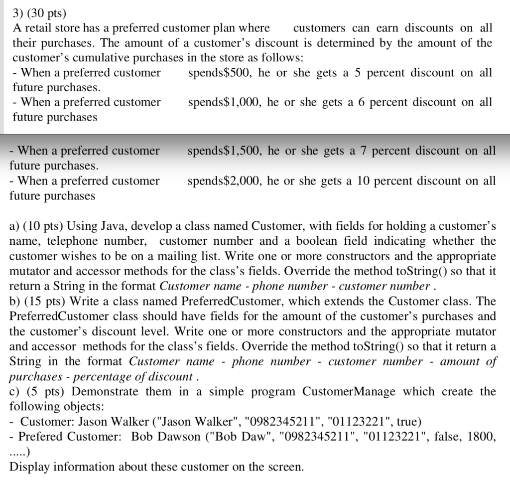 Solved 3) (30 pts) A retail store has a preferred customer | Chegg.com