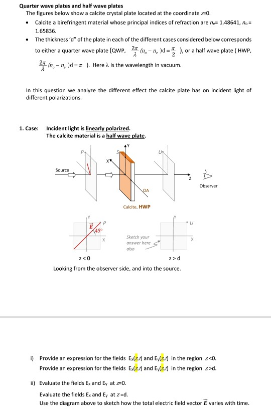 Solved Quarter wave plates and half wave plates The figures | Chegg.com