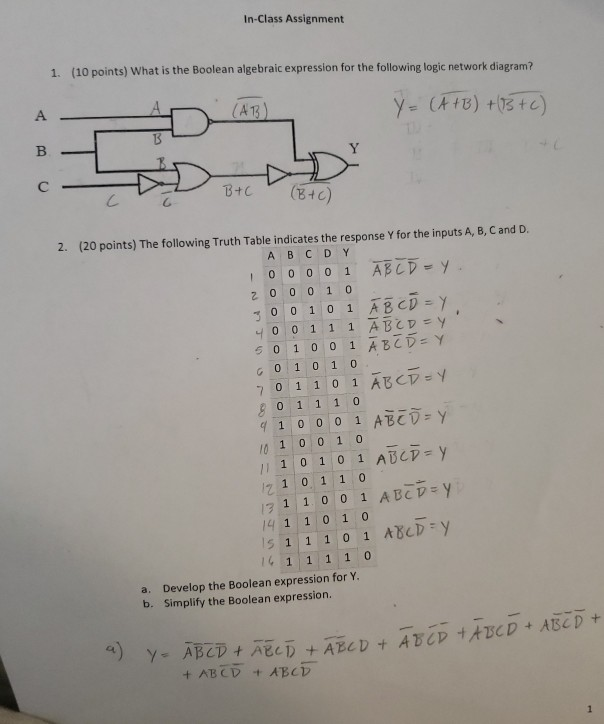 Solved In Class Assignment 1 10 Points What Is The 3924
