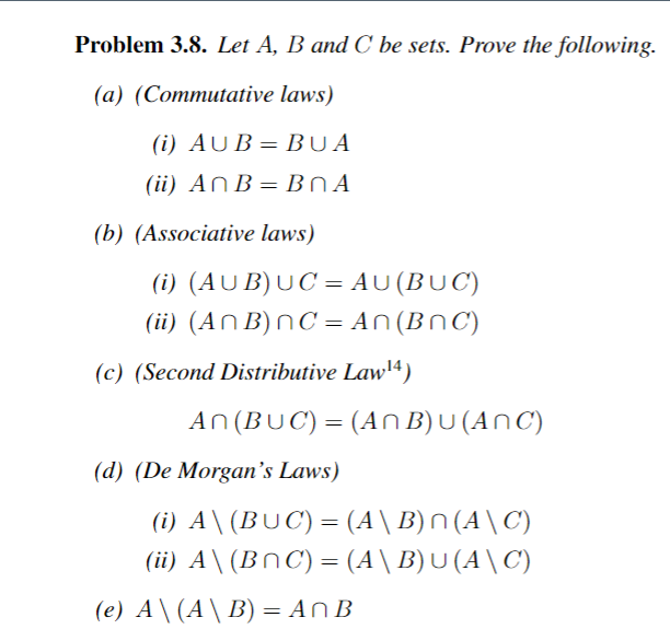 Solved Problem 3.8. Let A, B and C be sets. Prove the | Chegg.com