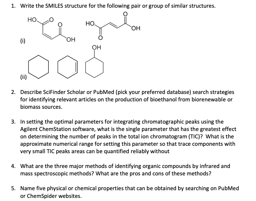 Solved 1. Write the SMILES structure for the following pair | Chegg.com